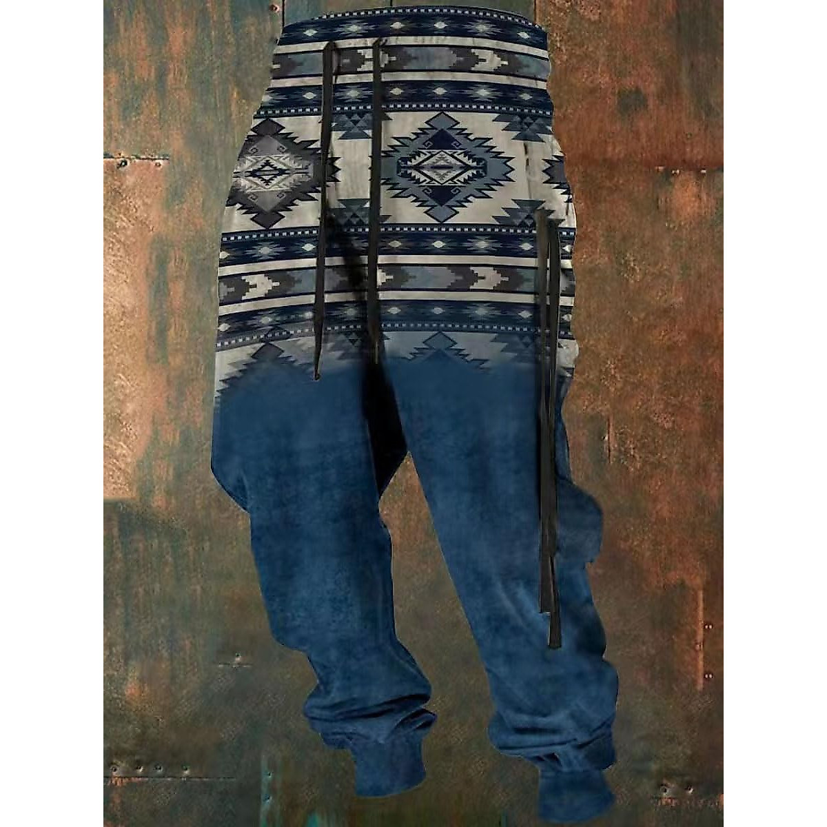 PORCLAY Aztec Geometry Pattern Men's Sweatpants Lightweight Fun Jogging Pants with Elastic Waistband Great for Sports Blue 2XL