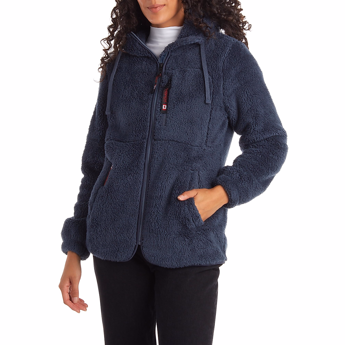 CANADA WEATHER GEAR Women’s Fleece Sweatshirt Jacket - Full Zip Sherpa Fur Bomber Jacket - Teddy Coat for Women (S-XL), Size Large, Dusty Blue