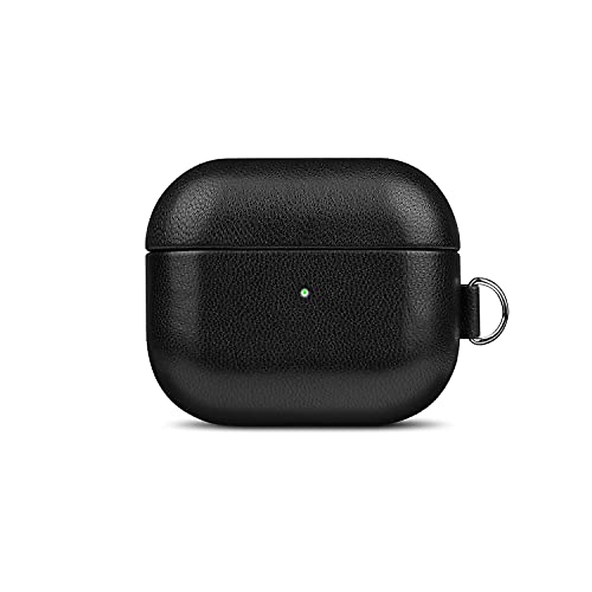 Leather Case Compatible with AirPods 3rd Generation, Lopie Handmade Sheep Leather Case with Keychain for New AirPods 3, Portable Protective Case/Cover with Loss Prevention Clip for Man/Woman - Black