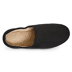 isotoner Men's, Advanced Gel Infused Memory Foam Microsuede Vincent Hoodback ECO Comfort Recycled Slippers Clog, Black, 13-14