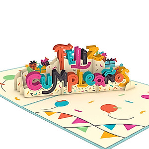 Lovepop Feliz Cumpleaos Pop Up Card, 3D Birthday Greeting Card, 5" W x 7" H