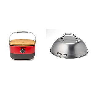 Cuisinart CGG-750 Portable, Venture Gas Grill, Red & CMD-108 Melting Dome, 9",Stainless steel