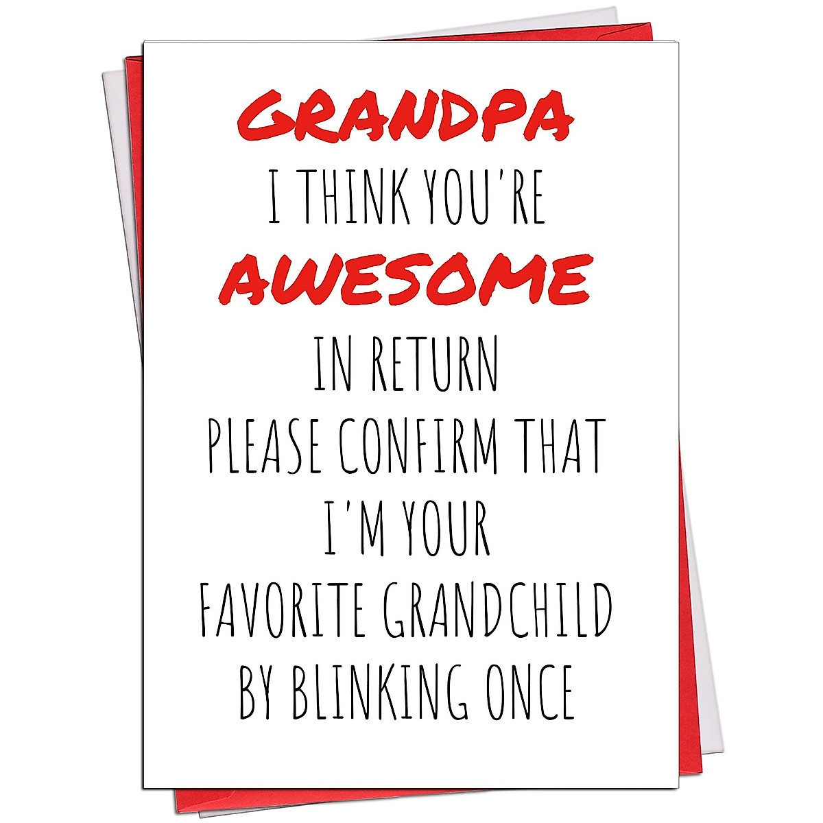 Ikassong Funny Card for Grandpa Birthday Grandparents Day 5.3 x 7.6 with 2 Envelopes