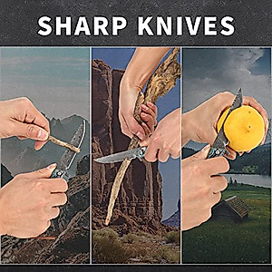 STANBIK Damascus Pocket Knife with Sheath,Abalone Shell Handle With 3.54" Damascu Blade,EDC Folding Knives for Camping Fishing Hiking Outdoor Work.