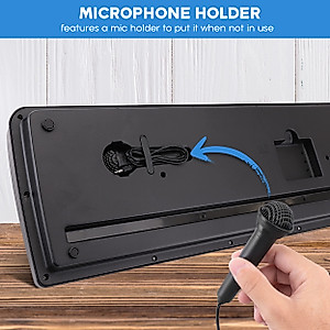 Pyle, Electric 49 Keys-Portable Digital Musical Karaoke Piano Keyboard-8 Rhythms 16 Tones, Stereo Speakers, Rechargeable Battery-Wired Microphone-Beginners Kids PKBRD4113 Black, Compact