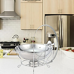 MagiDeal Round Buffet Chafer Multifunction with Lids 3.5L Portable Large Capacity Warming Tray Serving Tray Holder Chafing Dish for Catering Parties