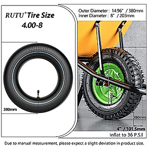 RUTU 4.80/4.00-8" Premium Replacement Tire Inner Tubes, 4.80/4.00-8 tube with TR87 angled valve for Mini Bikes, Go Kart, Lawn Mowers, Hand Truck, Wheelbarrow for 4.80 4.00-8/480/400-8 Tires (2-Pack)