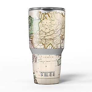 Design Skinz The Vintage Grand Ocean Map - Skin Decal Vinyl Wrap Kit Compatible with The Yeti Rambler Cooler Tumbler Cups