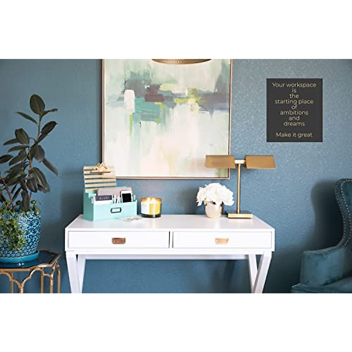 Blu Monaco Teal Wooden Mail Organizer - 3 Tier Teal Desk Organizer - Rustic Country Mail Sorter - Kitchen Countertop Organizer Mail Basket…