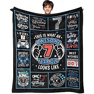 7 Year Old Boy Birthday Gifts, Birthday Gifts for 7 Year Old Boy, Best Gift for 7 Yr Old Boy Birthday Throw Blanket 50"X40", Seven Year Old Boy Birthday Gift Ideas, Birthday Present for Boys Age 7