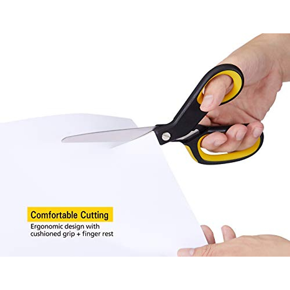 Stanley 8 Inch All-Purpose Ergonomic Scissor (SCI8EST-YLW), Yellow/Black