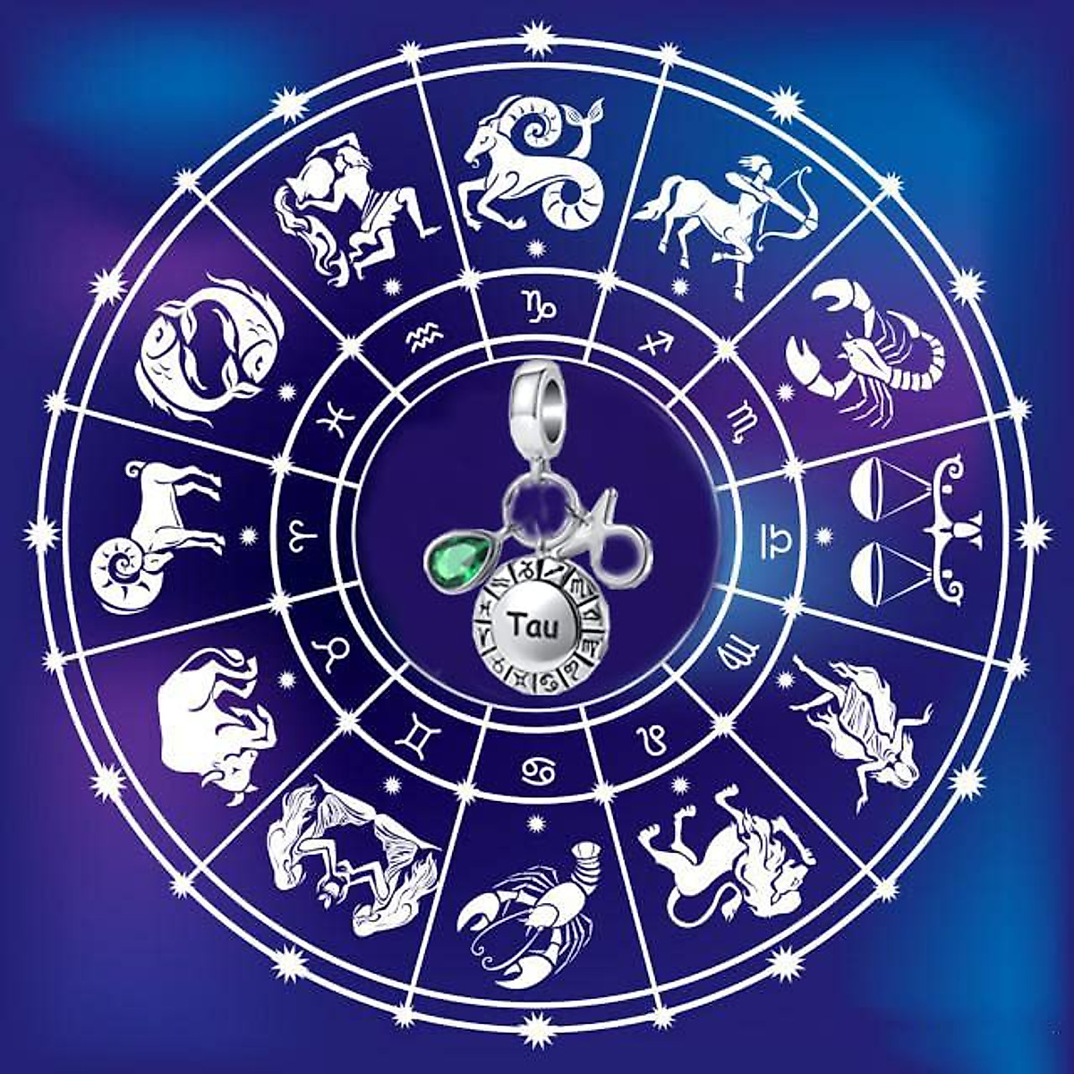 NanMuc Taurus Constellation Charm for Pandora Bracelets Horoscope Zodiac Sign May Birthstone Birthday Dangle Bead Daughter Mom Sister