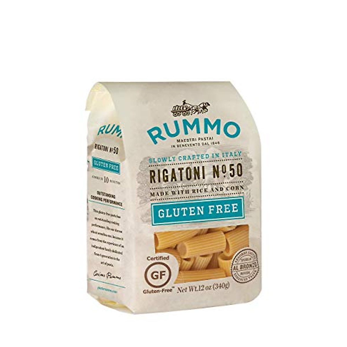 Rummo Italian Pasta GF Rigatoni No.50, Always Al Dente, Certified Gluten-Free, Made in Italy (12oz Package)