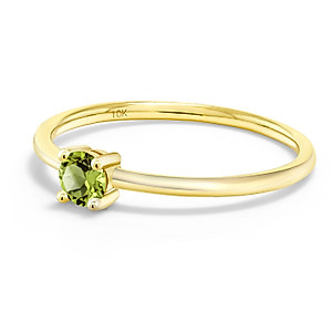 Gem Stone King 10K Yellow Gold 3.5MM Round Gemstone Birthstone Solitaire Engagement Ring | Wedding Anniversary Promise Gold Ring For Women | Available In Size 5, 6, 7, 8, 9