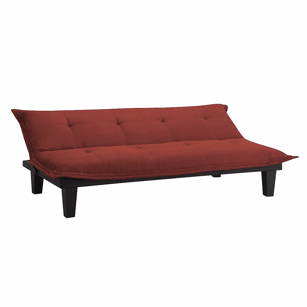 DHP Lodge Convertible Futon Couch Bed with Microfiber Upholstery and Wood Legs, Red