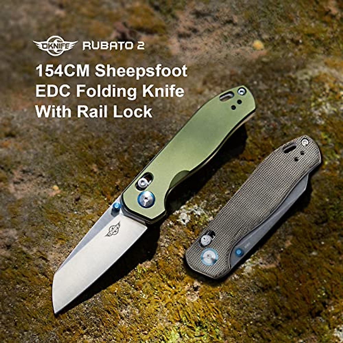 OKNIFE Rubato 2 Pocket Knife for Men, Rail Lock Knife 154CM Blade with Aluminum Handle for EDC, Outdoor
