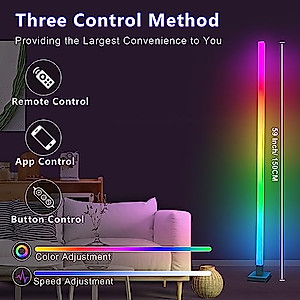 LED Floor Lamp - RGB Corner Floor Lamp with Music Sync, Color Changing Standing Lamp with Remote & App Control, Ambiance Corner Lamp w/ 16 Million Color DIY & Timer for Living Room Bedroom Gaming Room