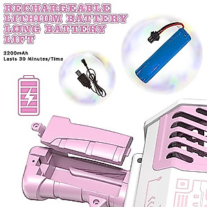 SHCKE Bubble Machine Gun with Colorful Lights,Bubble Solution,69 Holes Rocket Bubble Machine,Summer Outdoor Toy for Kids, Idea for Christmas Birthday Parties Wedding [Pink]