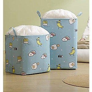 GOLDxsar Non-woven Large-Capacity Beam Drawstring Foldable Cleaning Thickened Quilt Clothing Toy Shoes Dry Cleaning Car Trunk Finishing Collection Storage Bag (Light-Blue)