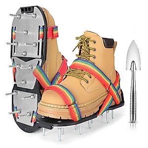DenForste Lawn Aerator Shoes for Grass - Pre-Assembled Grass Aerator Shoes for Lawn - Soil Yard Aerator Tool for Aerating Patio Garden, Colorful