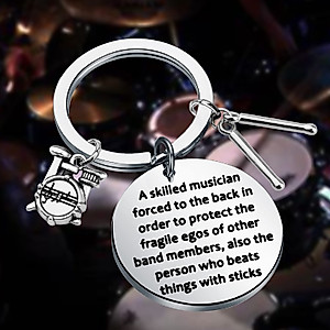 PENQI Drummer Jewelry Drummer Gift Percussion Drumsticks Keychain Percussion Drum Player Gift Drumming Lover Jewelry (drum keychain)