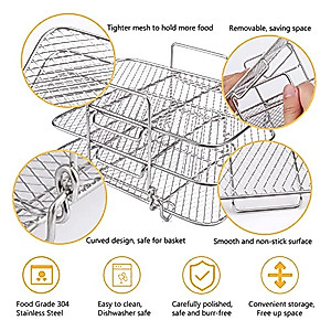 BABORUI Air Fryer Rack for Ninja Dual Air Fryer, 3-Layer Dehydrator Rack for Expanding Food Capacity, Time-Saving Air Fryer Accessories Compatible with Ninja Foodi Air Fryer DZ201