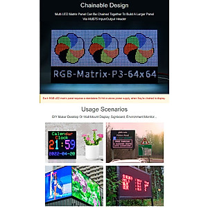 waveshare 64x64 4096 Pixels RGB Full-Color LED Matrix Panel 3mm Pitch Displaying Text/Colorful Image/Animation Adjustable Brightness Chainable Design,Compatible with Arduino/Raspberry Pi