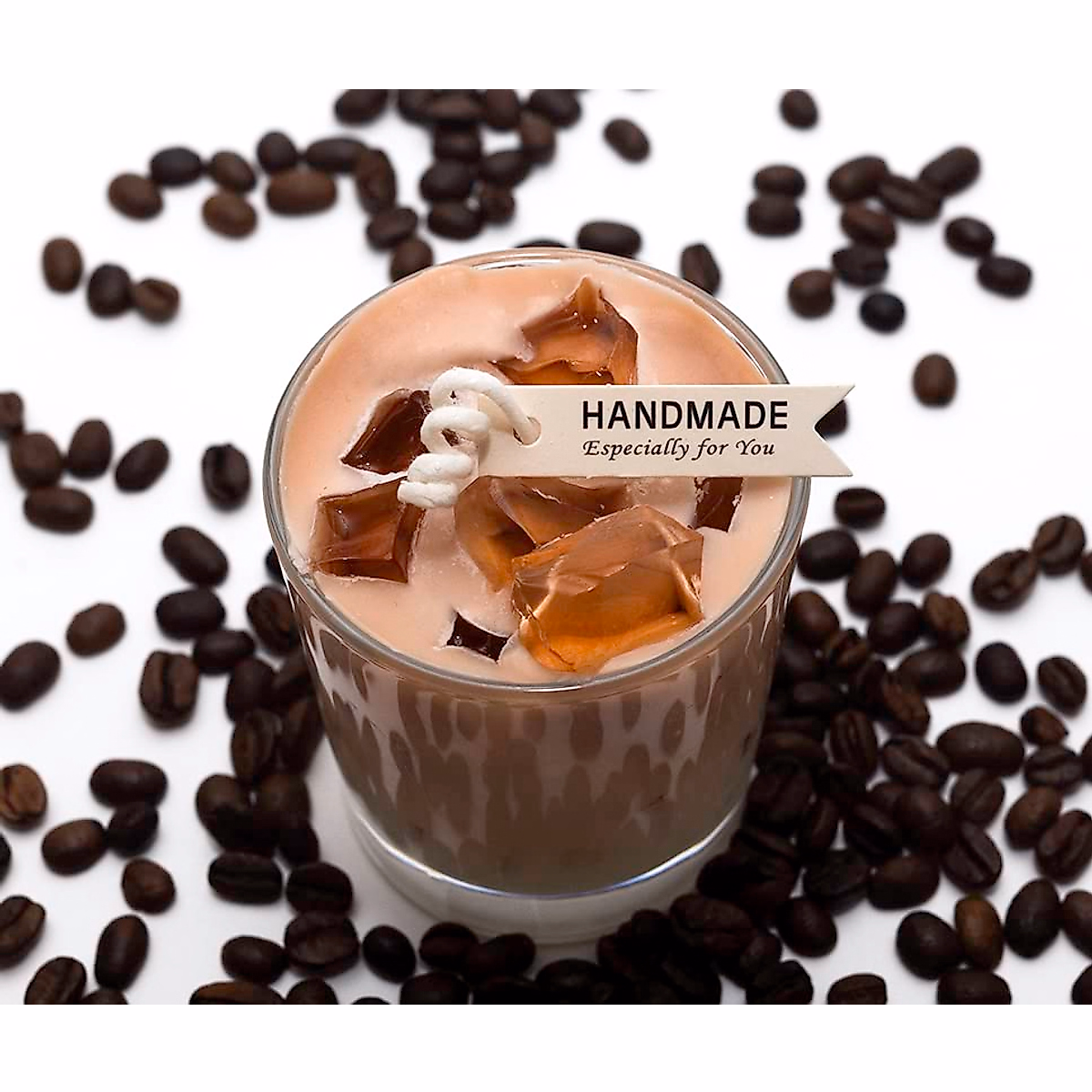 Ezra Design Iced Coffee Scented Candle – Natural and Organic Soy Wax Coffee Candle and Essential Oils – Decorative Iced Coffee Mug Candle for Aromatherapy, Meditation, Home Decor, Brown