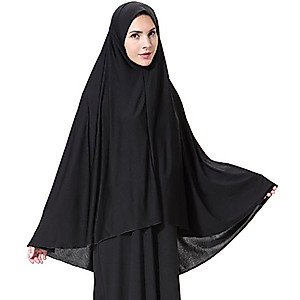 Ababalaya Women's Elegant Modest Muslim Islamic Ramadan Soft Lightweight Jersey Hijab Long Scarf,Black,XL