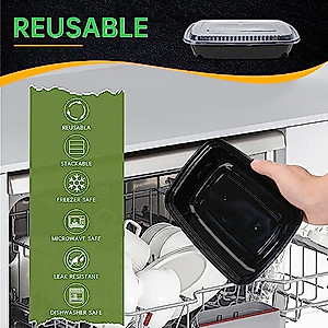 WUHUIXOZ Meal Prep Container, 50 Pack 32 oz Food Storage Containers with Lids, Disposable Bento Box Reusable Plastic Lunch Box, BPA Free Take-Out Box Microwave Dishwasher Freezer Safe