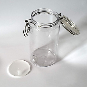 caralin 1500ML Plastic Round Clip Top Storage Jar With Airtight Seal Lid Food Container Pet+Silicone Pad+304 Stainless Steel