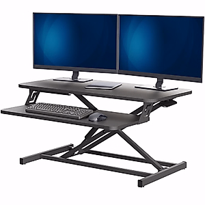 VIVO Height Adjustable 32 inch Stand Up Desk Converter, Quick Sit to Stand Tabletop Dual Monitor Riser Workstation, Black, DESK-V000S