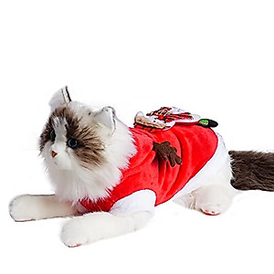 Pet Christmas Costume Santa Claus Dog Cat Cosplay Dress Outfits Warm Clothes Jumpsuit for Winter Xmas Puppy Dress Up Outfit Photo Props Accessories (Large)