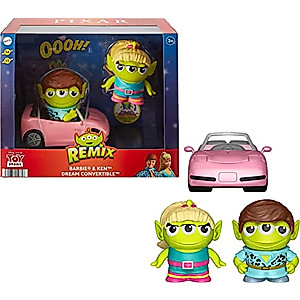 Mattel Pixar Alien Action Figures 2-Pack, Barbie and Ken Remix Figures with Toy Car, Collectible Gifts​
