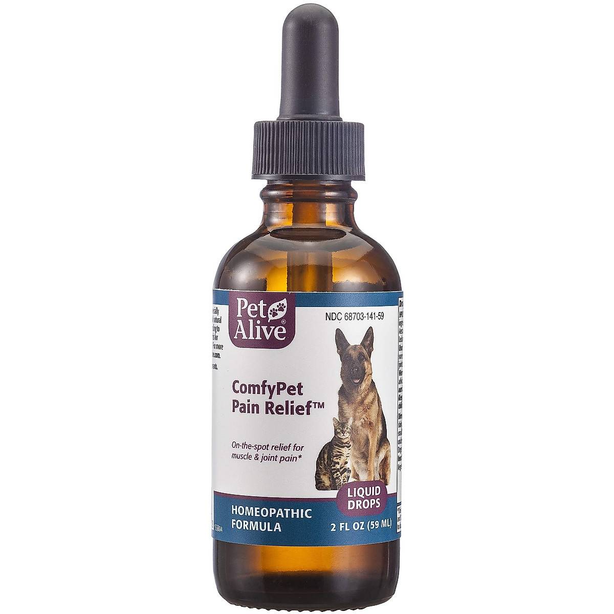 PetAlive ComfyPet Pain Relief - Natural Homeopathic Formula for Minor Aches and Pains in Dogs and Cats - Temporarily Reduces Minor Discomfort in The Muscles and Joints - 59 mL