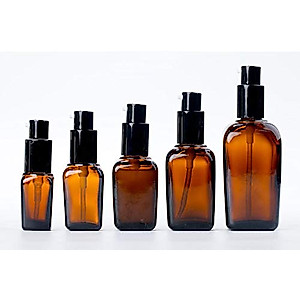 ericotry 3PCS 100ml Empty Refillable Square Amber Glass Cream Lotion Pump Bottles for Makeup Face Cream Facial Cleanser Toiletries Toner Liquid Travel Containers Emulsion Essential Oil Dispenser