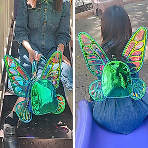 ENJOININ Women's Laser Holographic Backpack Butterfly Angel Wings Casual Daypack Shoulder Bag