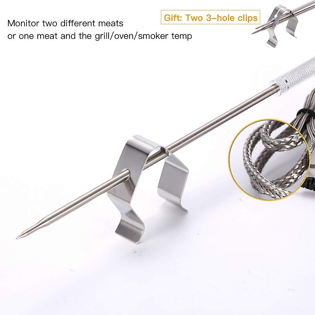 Replacement Thermopro Probe TP20 TP25 TP08S Meat Thermometer Probe Replacement Temperature Probe for Thermopro TP20 TP17 TP16 TP10 TP09 TP08 TP-08S TP-07 TP06S TP04