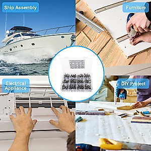 Toolly 400PCS #8 x 1/2" to 1-1/2" Self Drilling TEK Screws Assortment Kit, Hex Washer Head & Wafer Head, 410 Stainless Steel Self Tapping Sheet Metal Screws for Metal, Wood, Plastics