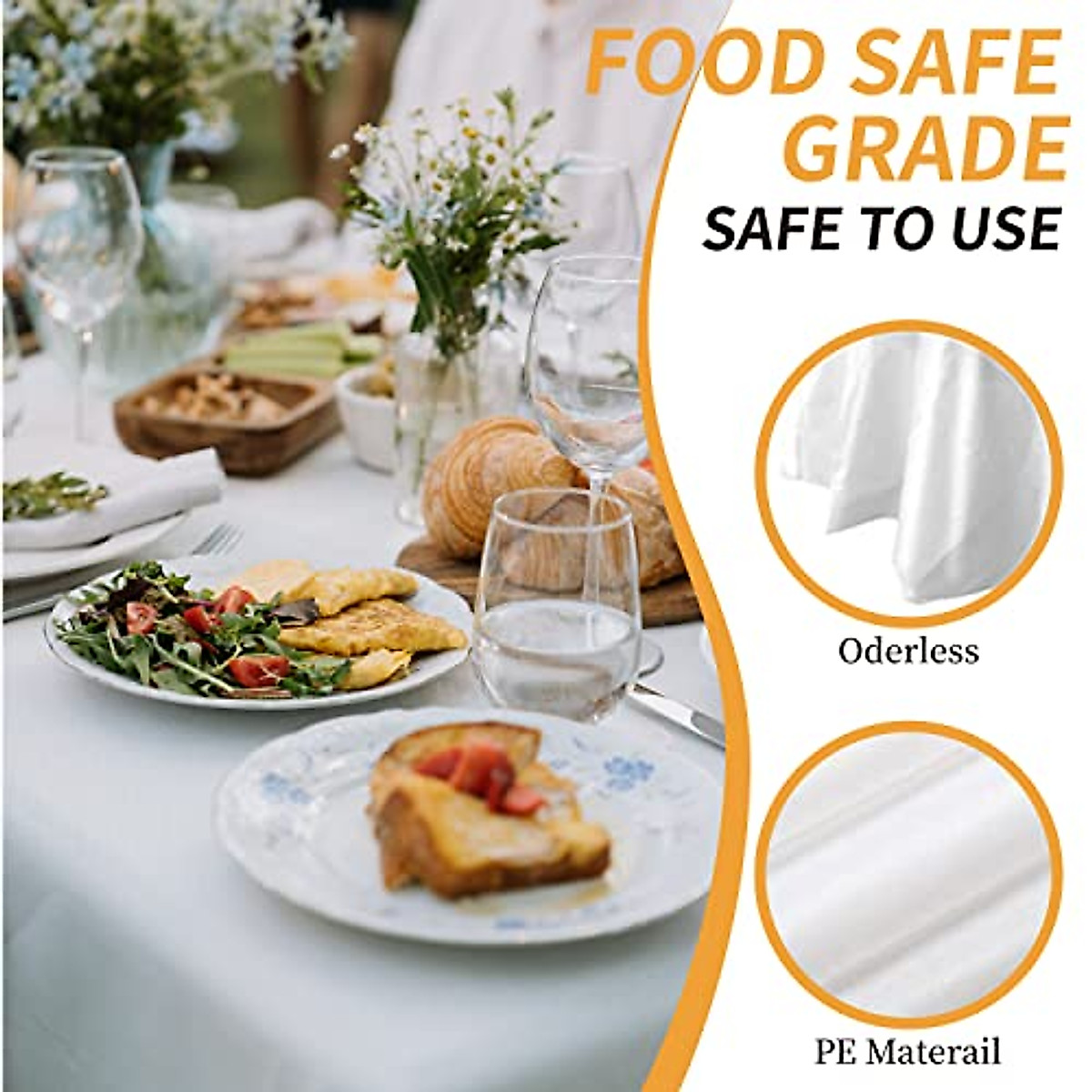 BTYOLFUP 10pcs Premium White Plastic Tablecloth for Rectangle Table 54" x 108", Elegant Plastic Table Cloth Cover, White Disposable Tablecloth for Party or Picnic