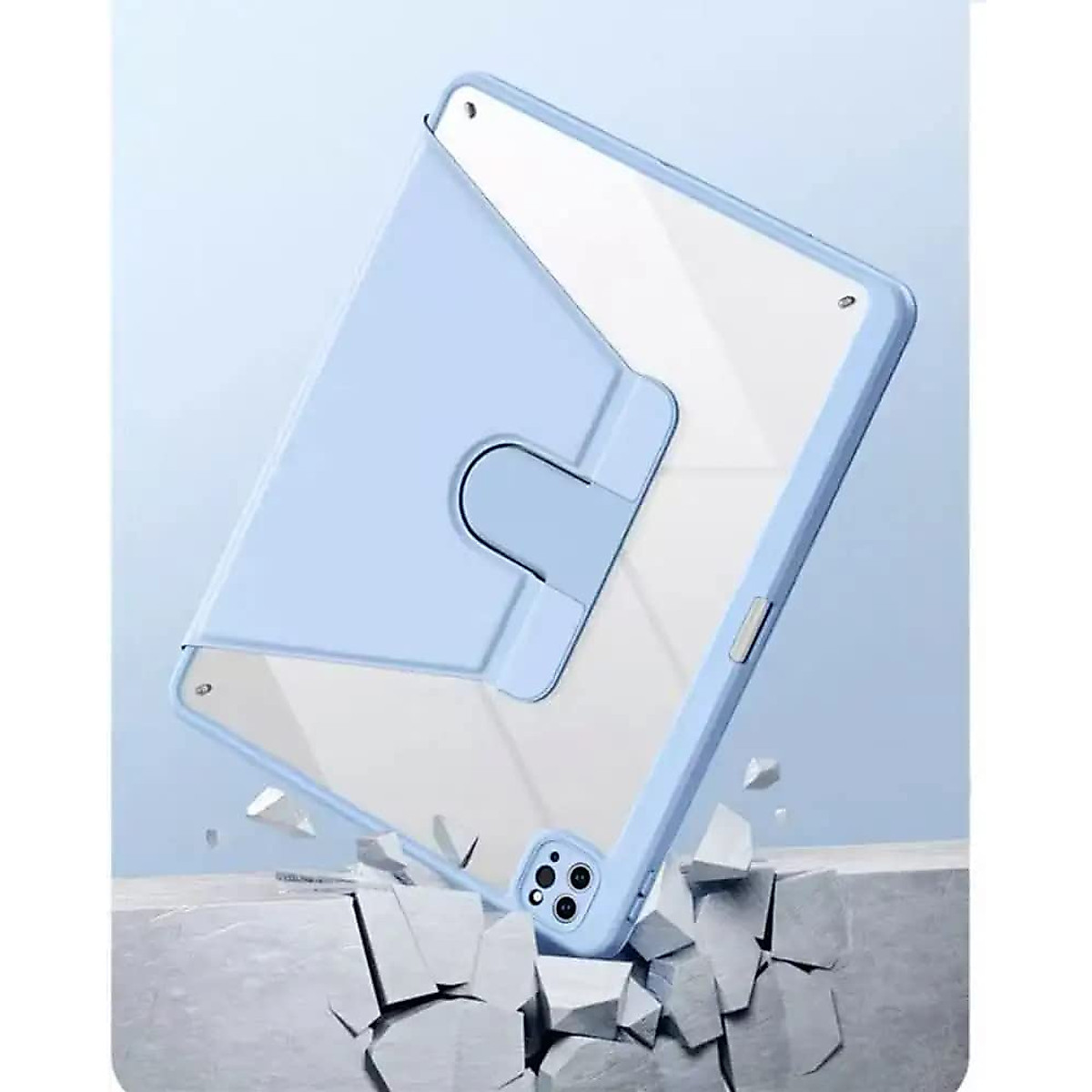 Keyboard Case for iPad 10th Generation 2022, iPad 10 Case with Keyboard, Rotating Clear Back Cover with Pencil Holder and Detachable Round Keys Keyboard for 2022 Release A2696 A2757 A2777 (Blue)