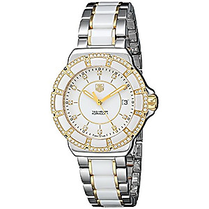TAG Heuer Women's WAH1221.BB0865 Formula 1 Two-Tone Bracelet Watch with White Ceramic and Diamonds