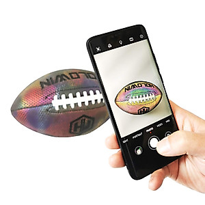 HW HOLOWIN Holographic Luminous Light Up Reflective Football for Night Games & Training, Glowing in The Dark, Great American Football Gifts for Men (Black, Official (Size 9))