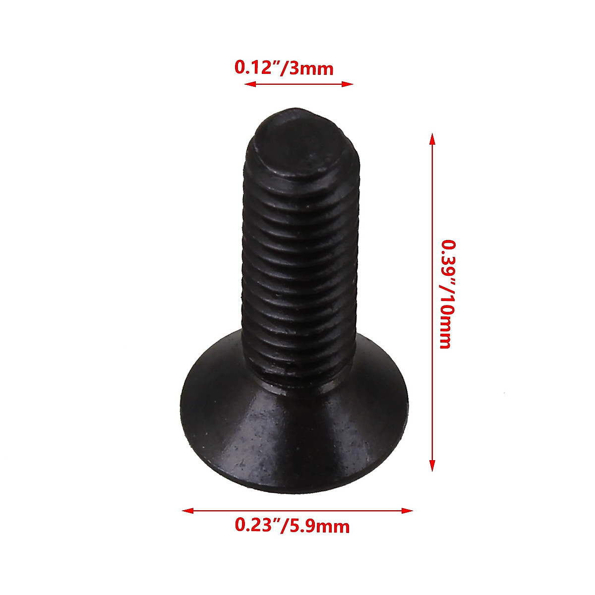 Mxfans 100pcs Black 10.9 Alloy Steel Flat Head Hex Screws M3 x 10mm