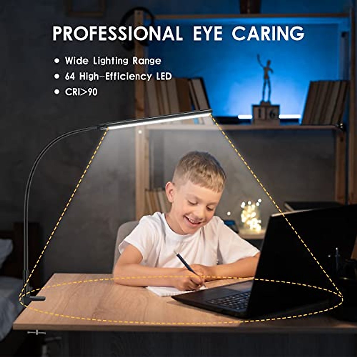 ODOM LED Desk Lamp, Swing Arm Table Lamp with Clamp, Flexible Gooseneck Reading Lights, Eye-Care Architect Task Lamp, 3 Color 10 Brightness Modes Desk Light for Home Office, Reading, Study, Dorm