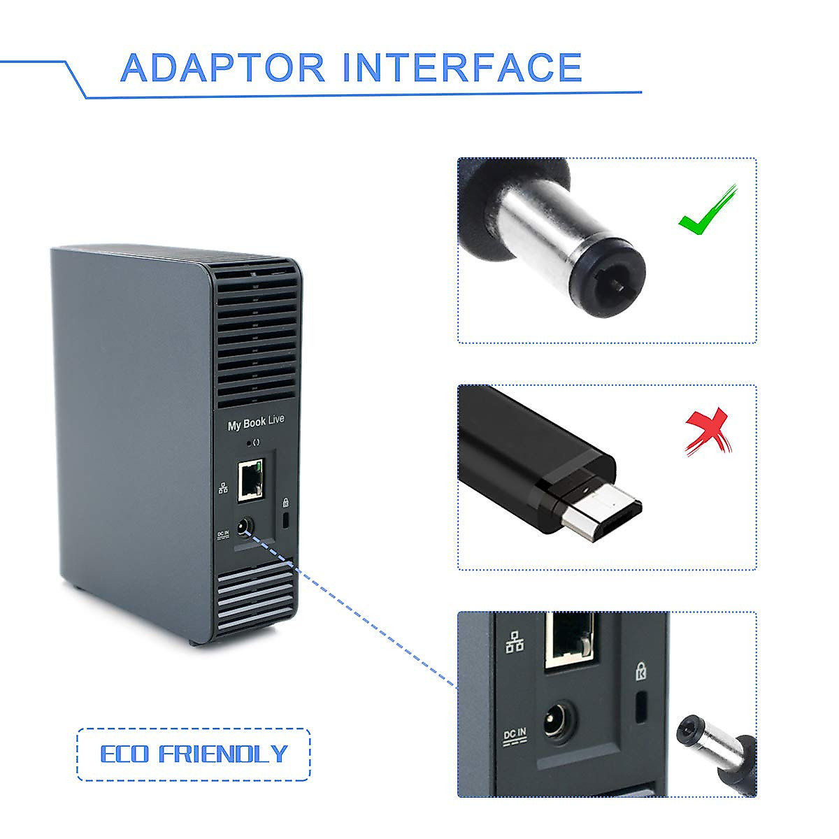 PK Power 12V AC Adapter for Hard Drive HDD 2TB 4TB 1TB 3TB My Book Essential External and More with 6.6FT Power Supply Cord