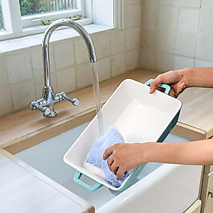 Okllen Set of 3 Casserole Dishes for Oven, Ceramic Baking Dishes with Handles, Rectangular Lasagna Pan Bakeware Set for Baking Cooking, Roasting, Broiling, Gratin, Wedding & Housewarming Gift, Blue