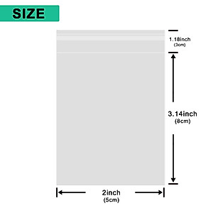 200ct Clear Plastic Bags, Self Sealing Cellophane Bags, Resealable Cellophane Bags for Bakery Cookies Candy Decorative Wrappers (2" x 3")