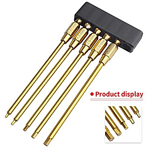 Hobbyfire Titanium 1/4" Drive RC Hex Driver Bit Set 1.27mm 1.5mm 2.0mm 2.5mm 3.0mm Allen Wrench Keys Compatible with Electric Drills Impact Drill (5-Pack)