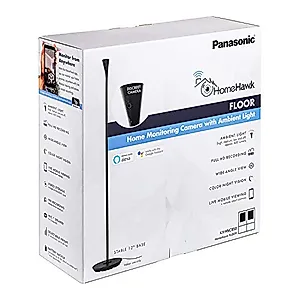 Panasonic HomeHawk FLOOR Home Monitoring HD Camera for Senior Care, Motion Detection Night Light, 2-way Talk, 24/7 Live View + Secure Recording, Alexa Compatible - KX-HNC850 (Black Satin)